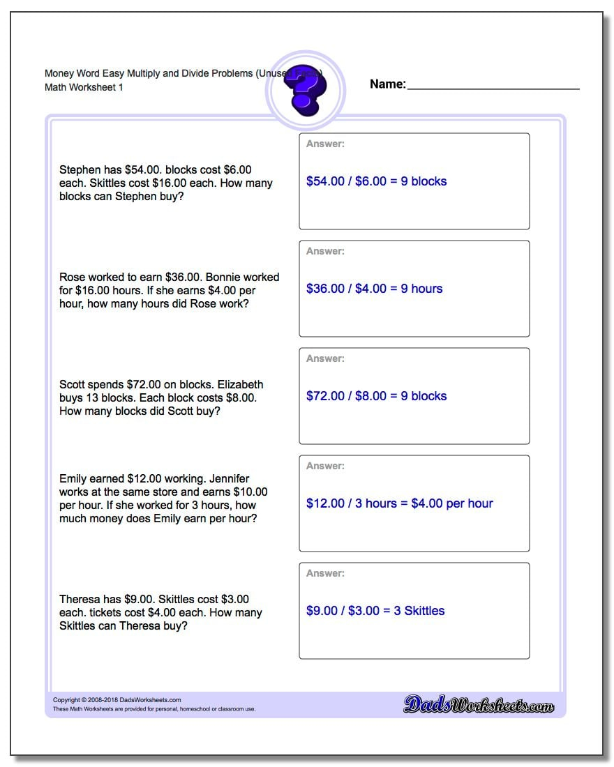5th Grade Decimal Word Problem Worksheets Decimalworksheets