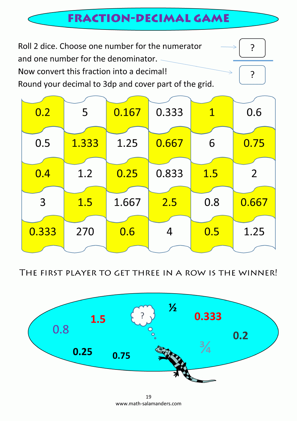 Year 6 Maths Games Decimalworksheets